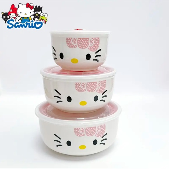 Dining | Sanrio Hello Kitty Bowl Set Pink And White | Poshmark